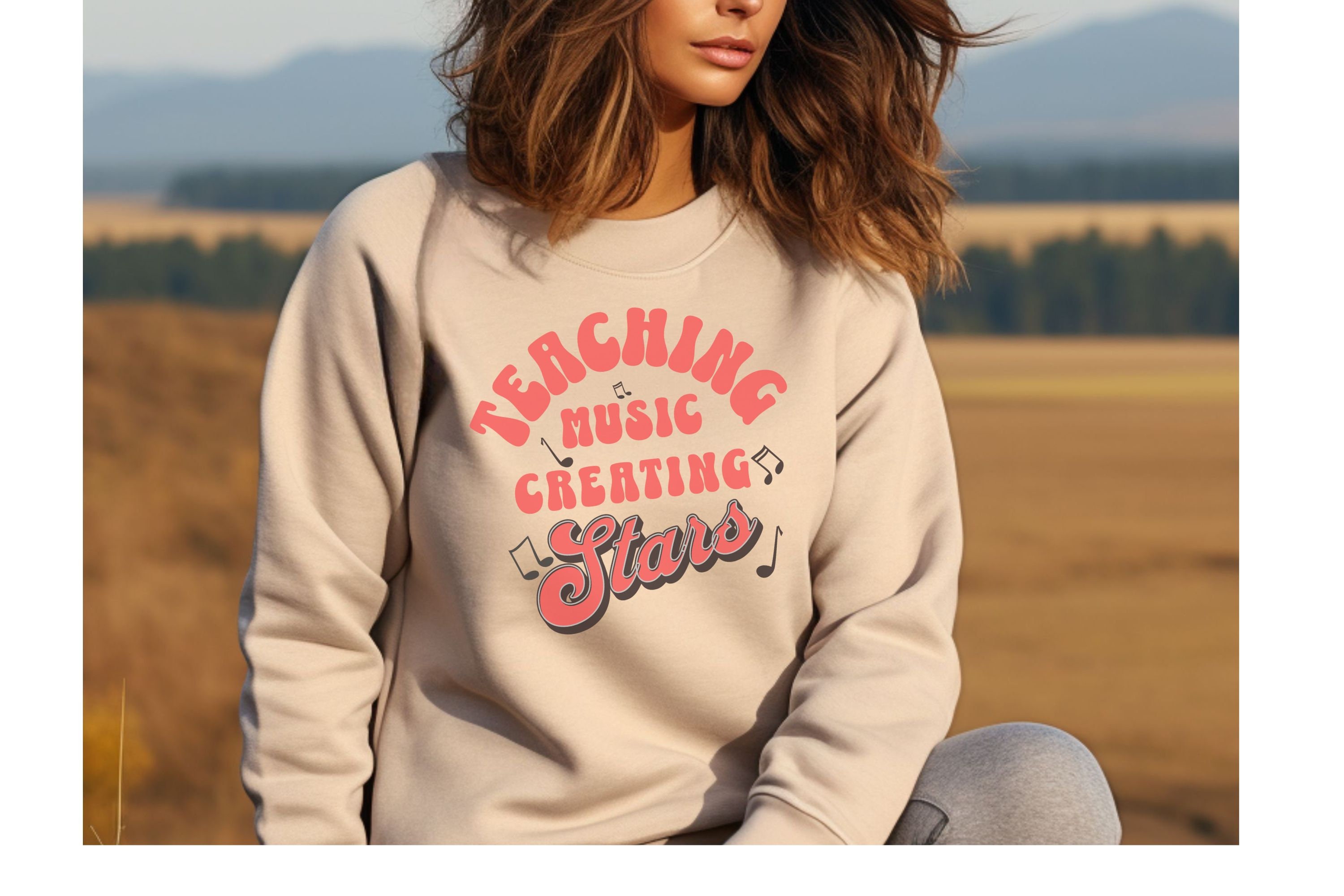 Music Teacher Teaching Music Crewneck Sweatshirt, Music Teacher ...