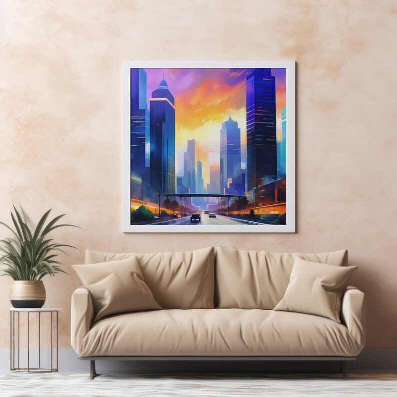 Los Angeles California Futuristic Downtown LA Skyline Print - DIGITAL ...
