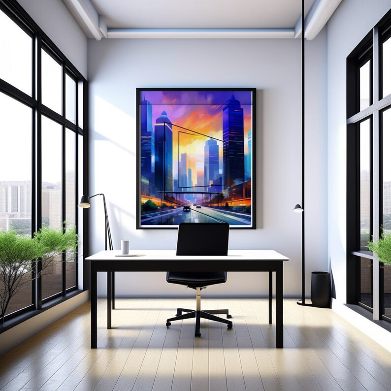 Los Angeles California Futuristic Downtown LA Skyline Print - DIGITAL ...