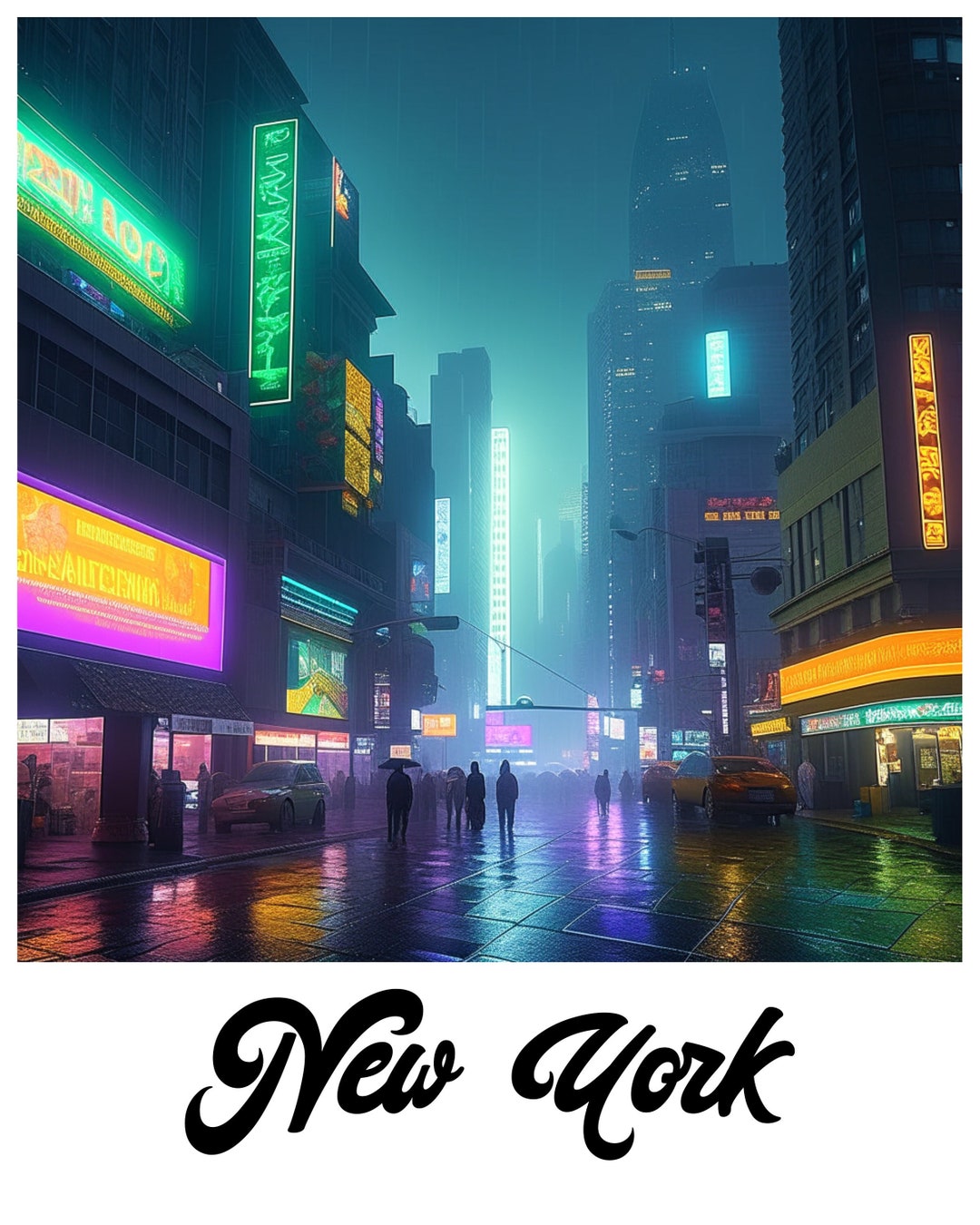 Futuristic Nights: Times Square Under Neon Stars - DIGITAL FILE - Etsy
