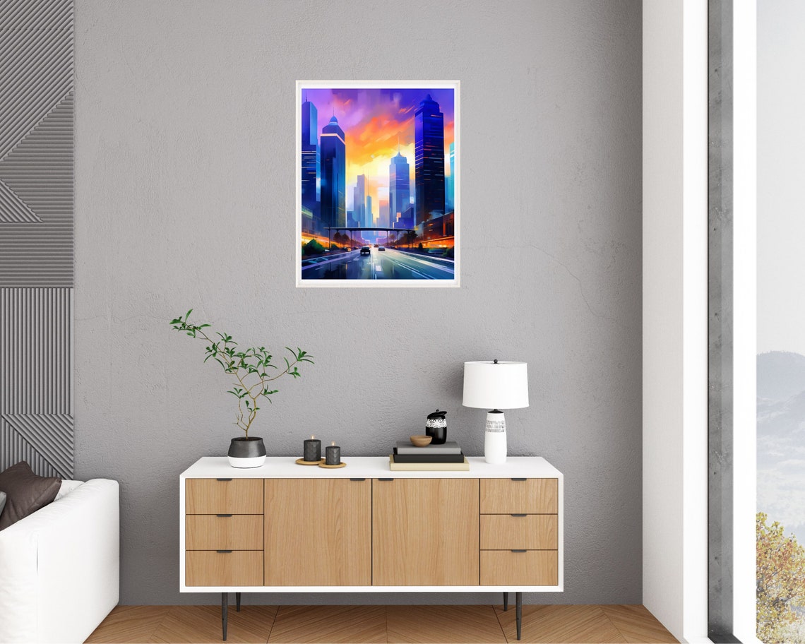 Los Angeles California Futuristic Downtown LA Skyline Print - DIGITAL ...