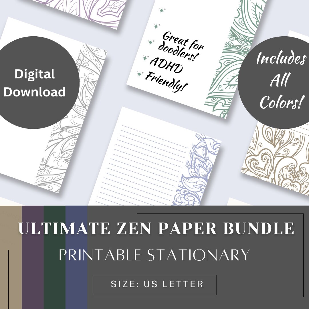 Ultimate Zen Paper Bundle Printable Note Paper Printable Stationary ...