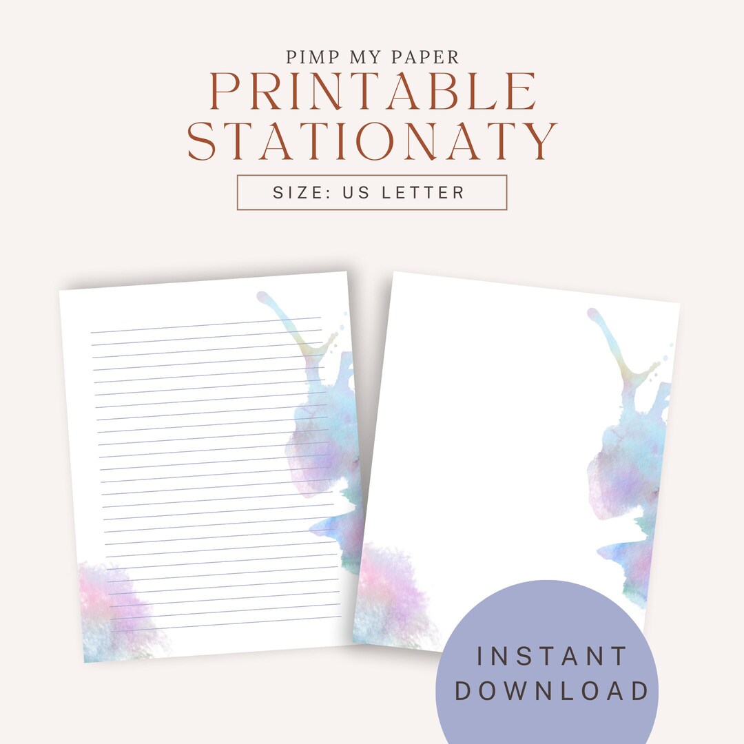 Rainbow Watercolor Printable Stationary Writing Paper Digital Download ...
