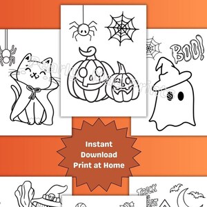 Printable Halloween Coloring Pages (six Pages), Large Print, Kids and ...