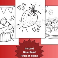 Strawberry Coloring Pages: Summer Fun, Kids Activity (PDF Download) - Etsy