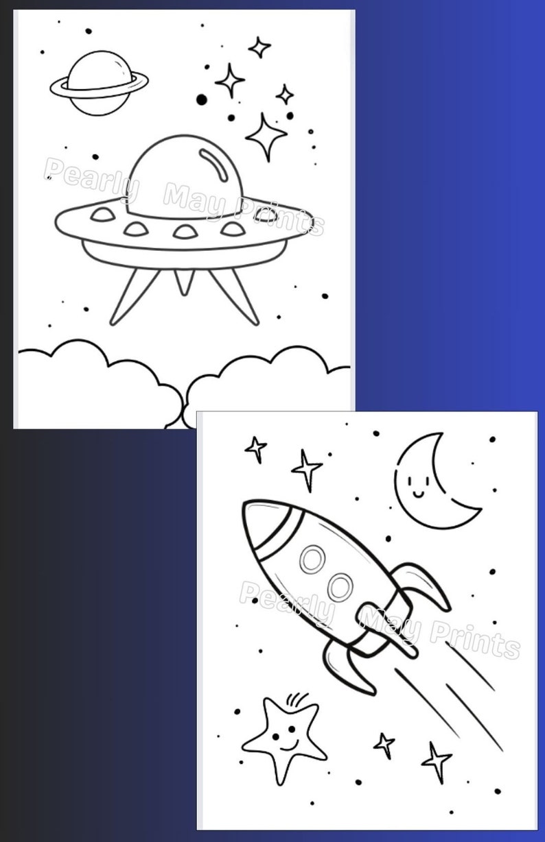 Printable Outer Space Coloring Pages (six Pages), Large Print, Kids and ...