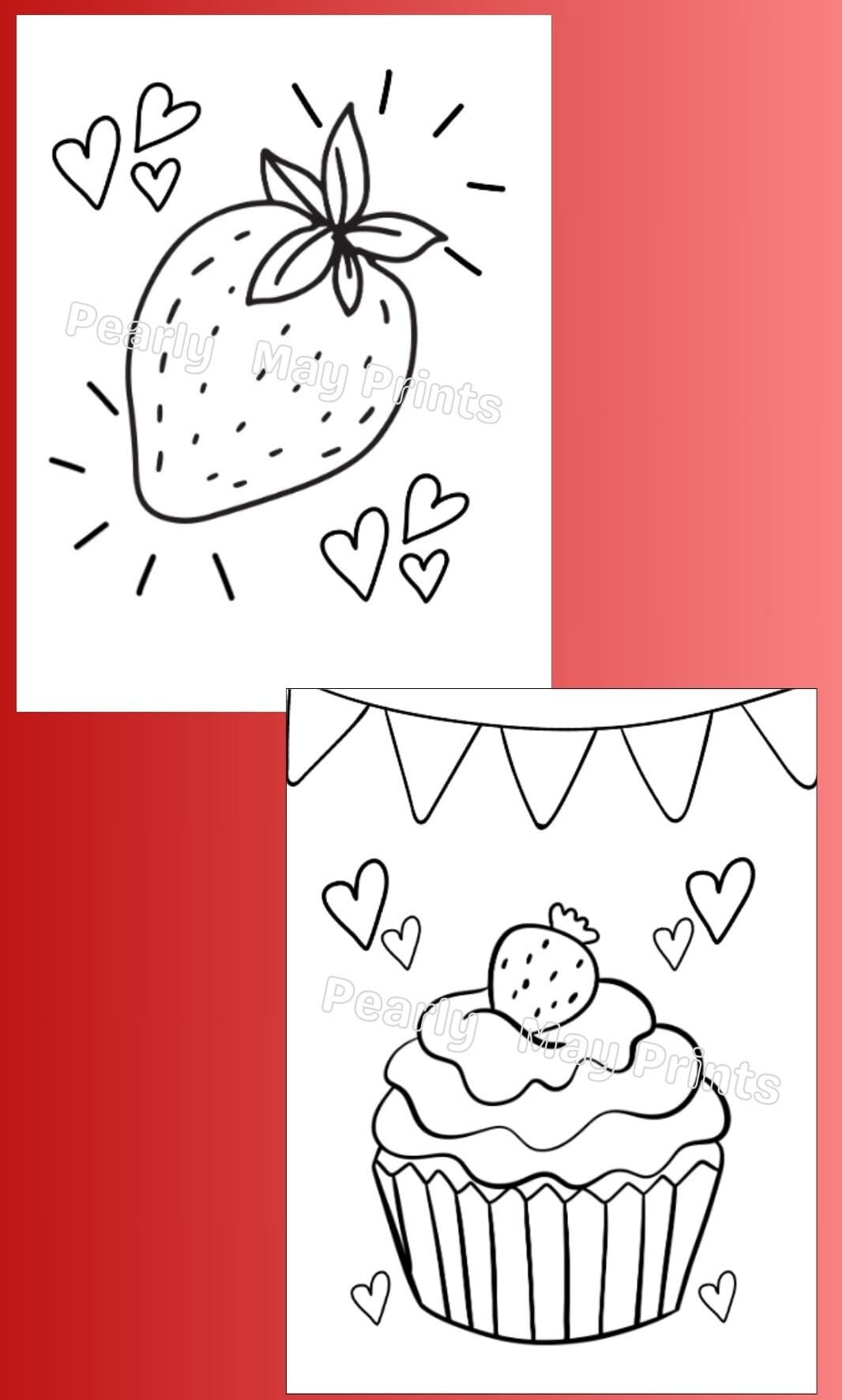 Printable Strawberry Coloring Pages (six Pages), Berry 1st Birthday ...