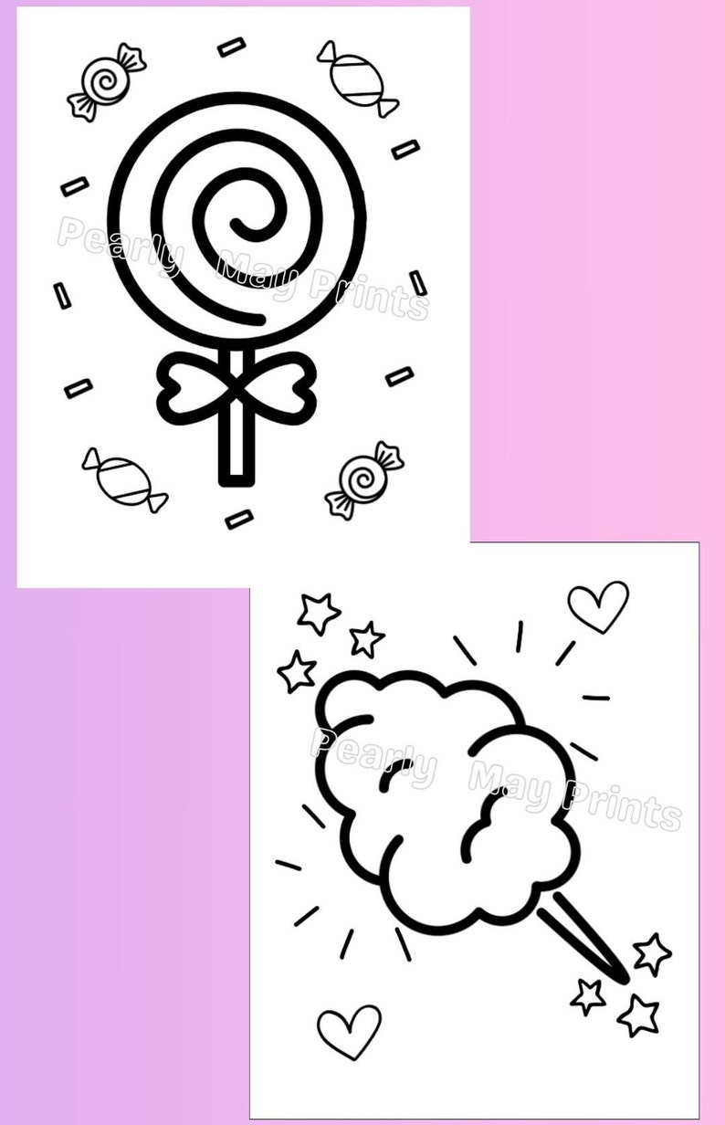 Printable Sweets Coloring Pages (six Pages), Large Print, Kids and ...