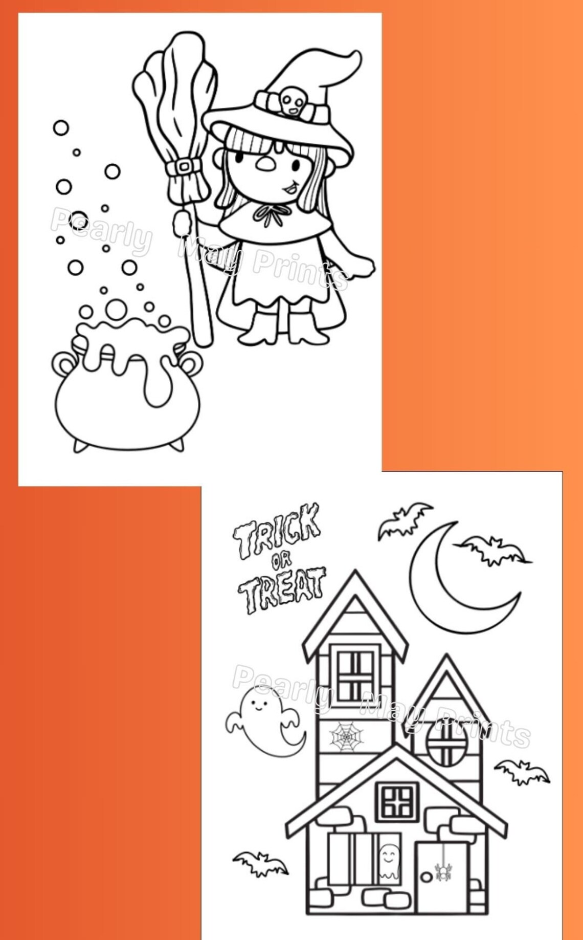 Printable Halloween Coloring Pages (six Pages), Large Print, Kids and ...