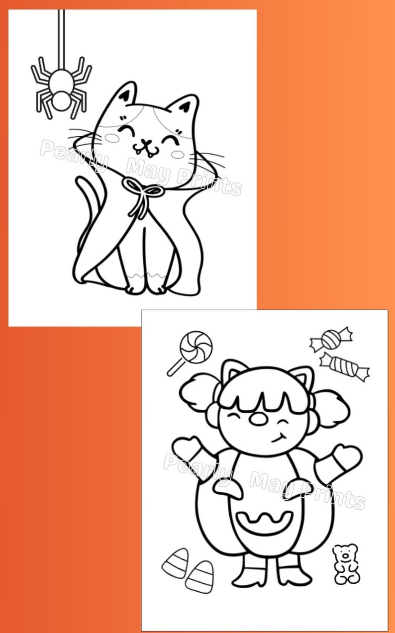 Printable Halloween Coloring Pages (six Pages), Large Print, Kids and ...