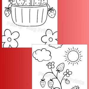 Printable Strawberry Coloring Pages (six Pages), Berry 1st Birthday ...