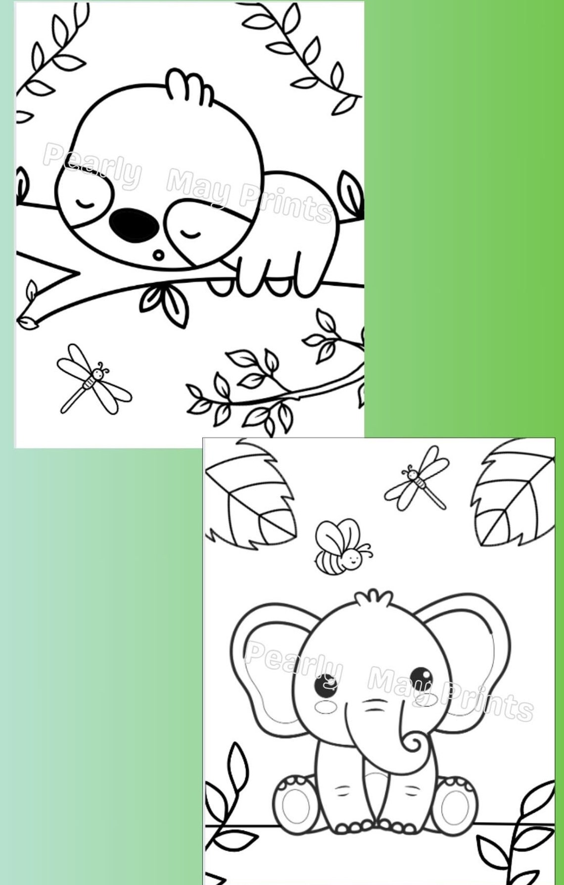 Printable Jungle Animal Coloring Pages (six Pages), Large Print, Kids ...