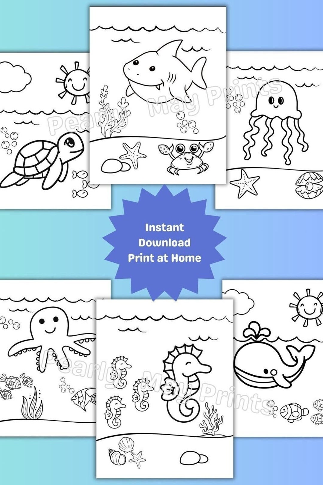 Printable Ocean Animals, Under the Sea Coloring Pages (six Pages ...