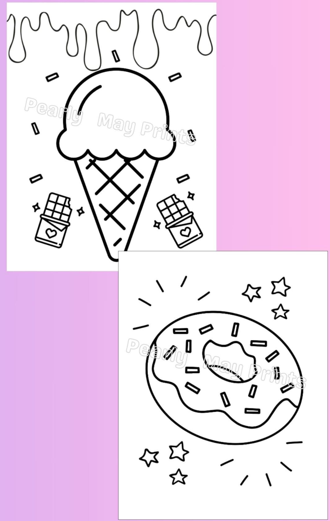Printable Sweets Coloring Pages (six Pages), Large Print, Kids and ...