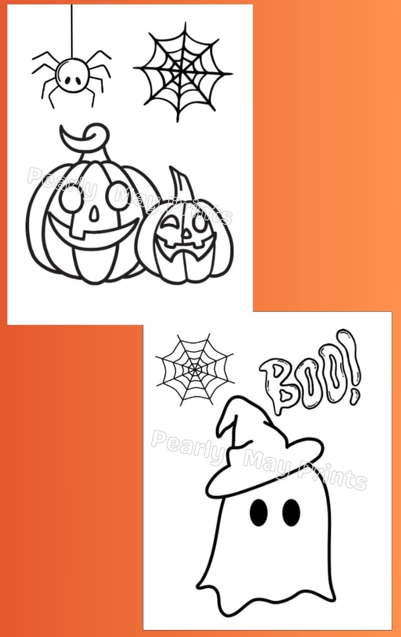 Printable Halloween Coloring Pages (six Pages), Large Print, Kids and ...