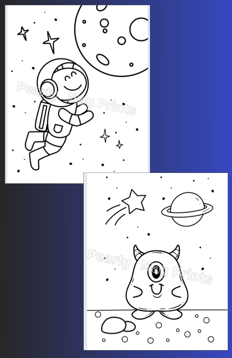 Printable Outer Space Coloring Pages (six Pages), Large Print, Kids and ...