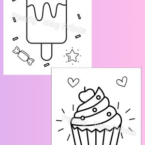 Printable Sweets Coloring Pages (six Pages), Large Print, Kids and ...