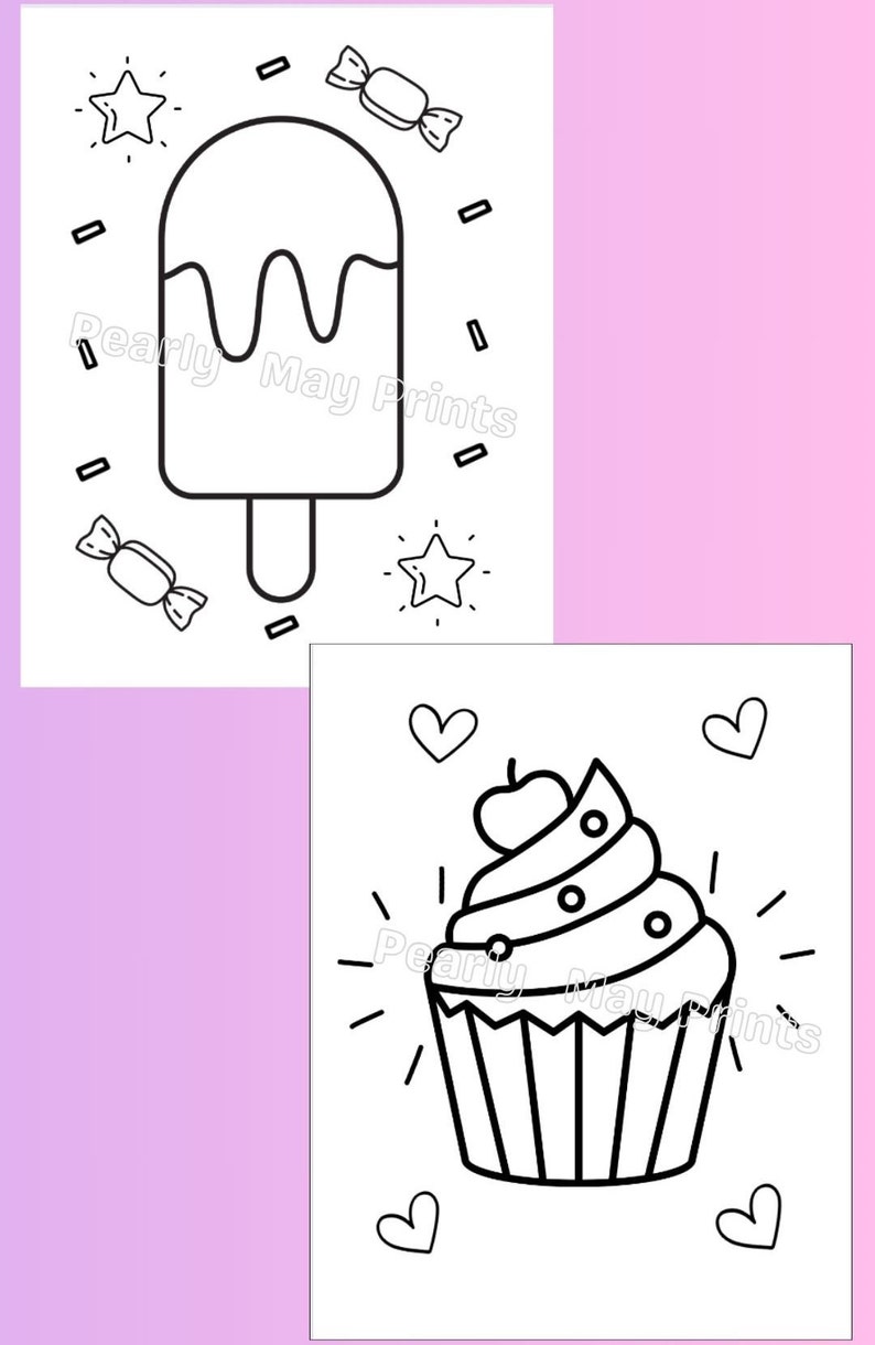 Printable Sweets Coloring Pages (six Pages), Large Print, Kids and ...