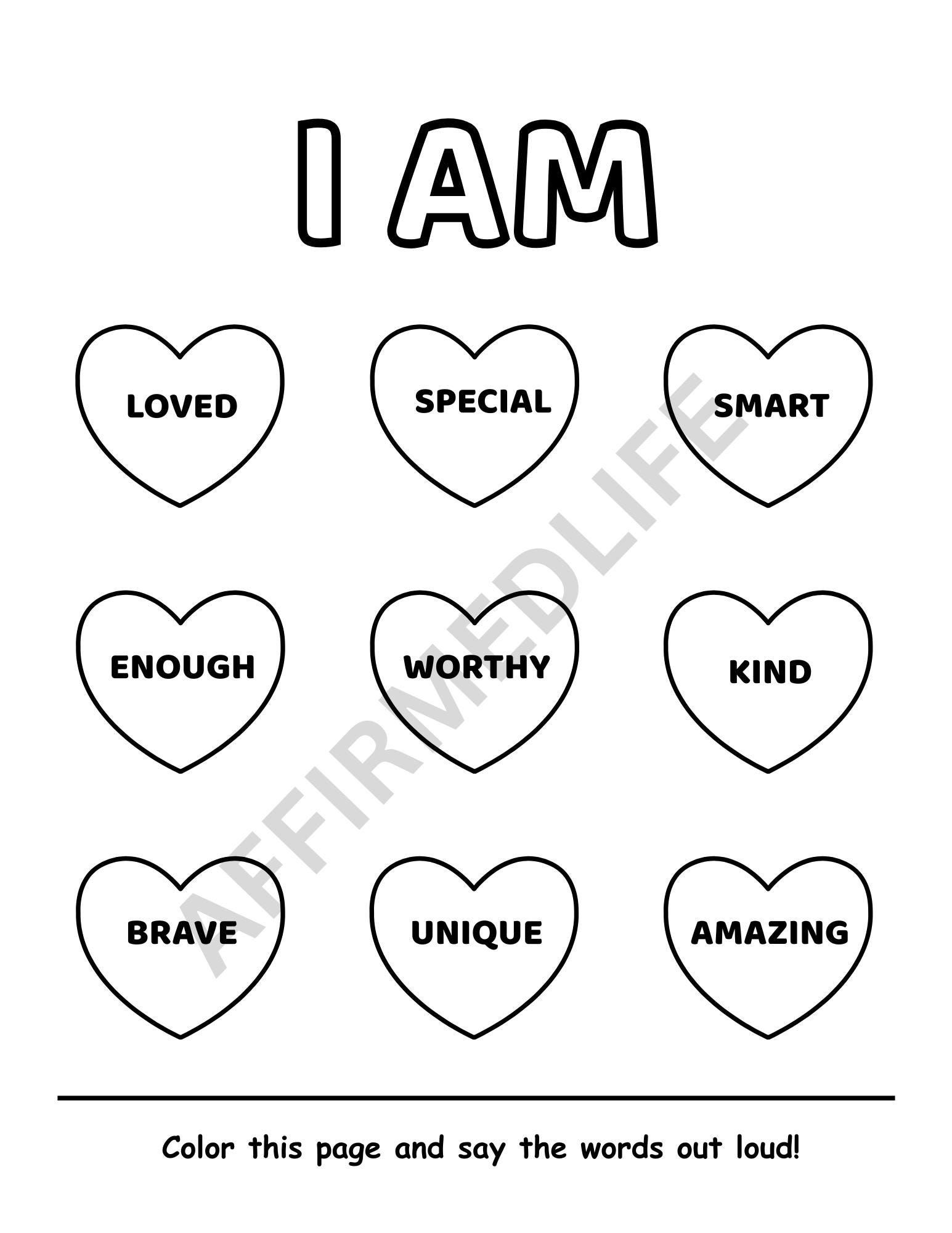 Kids Valentine's Coloring Affirmations Sheet|classroom Activity ...