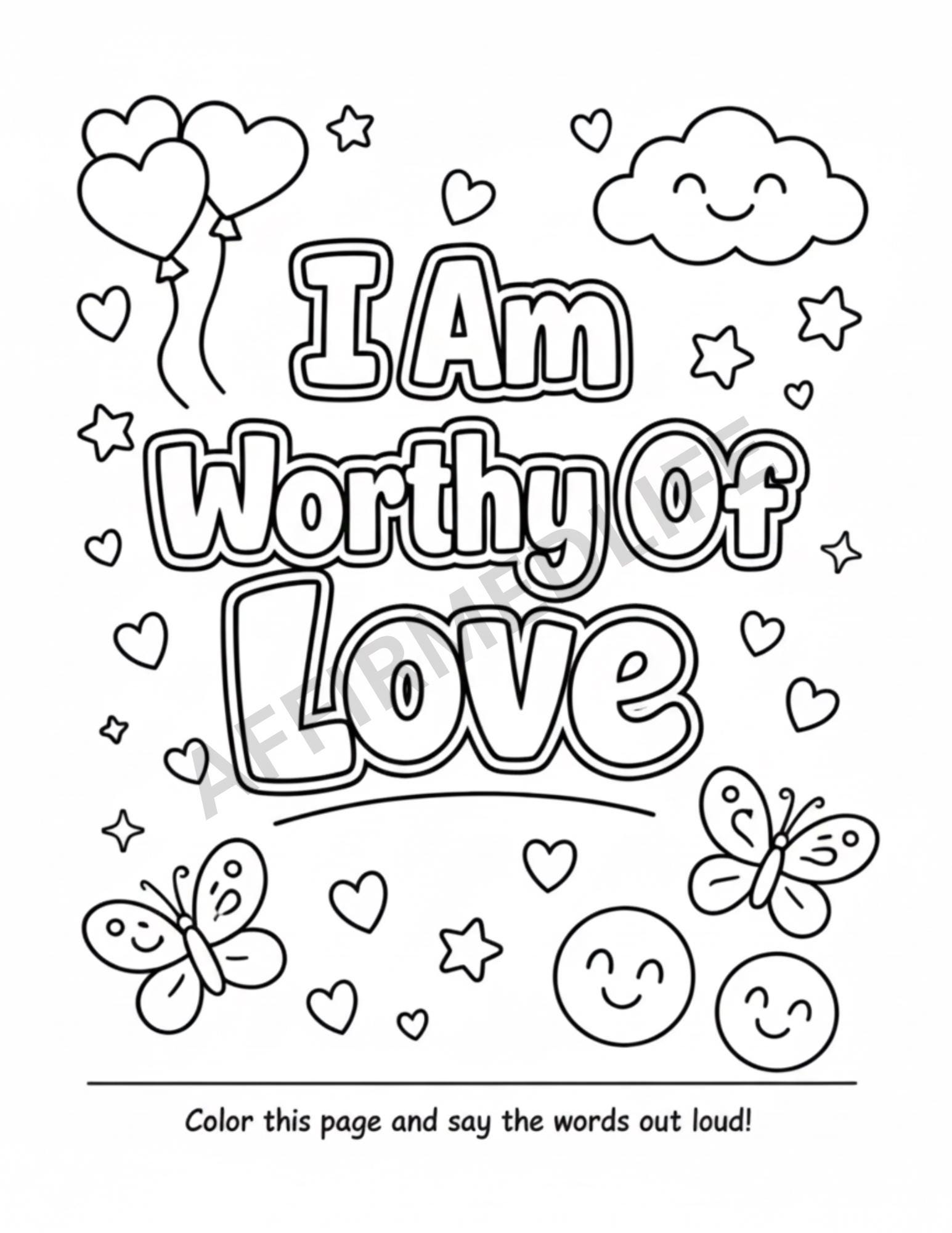 Kids Valentine's Coloring Affirmations Sheet|classroom Activity ...