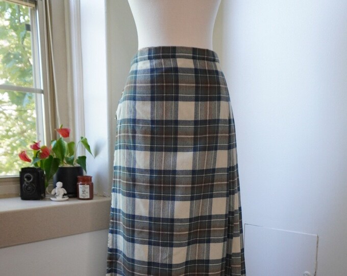 1970s Tartan Maxi Kilt 1970s Plaid Skirt Vintage Plait Skirt Long Kilt Full Length Kilt Tartan ...
