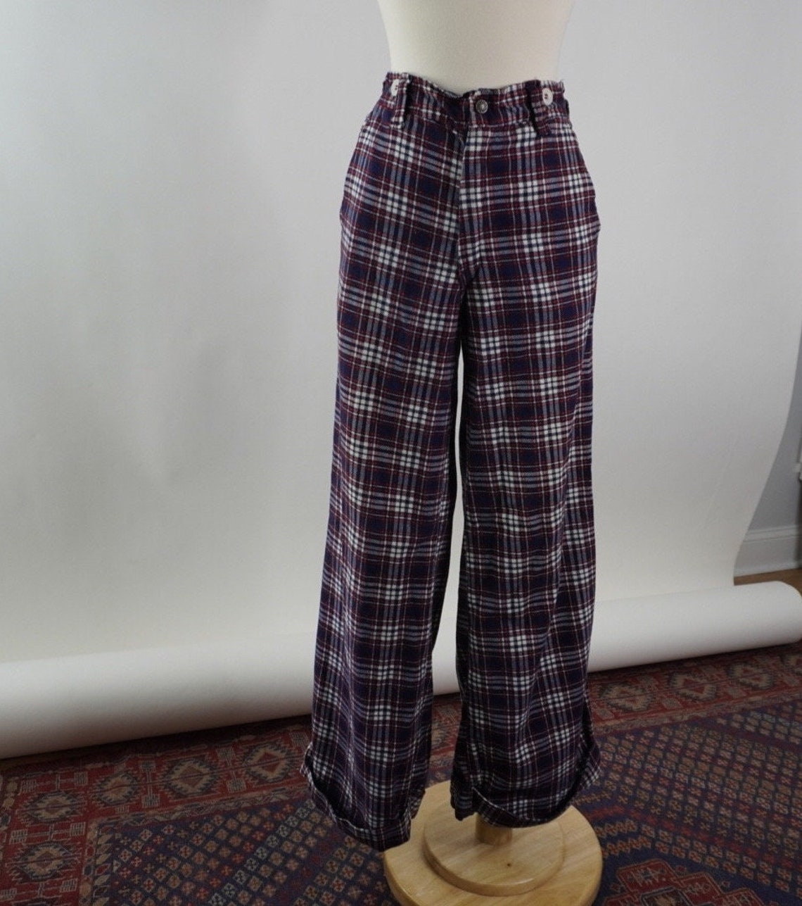 1970s Plaid Bell Bottom Flare Pants | Vintage Bell Bottoms | 1970s Bell ...
