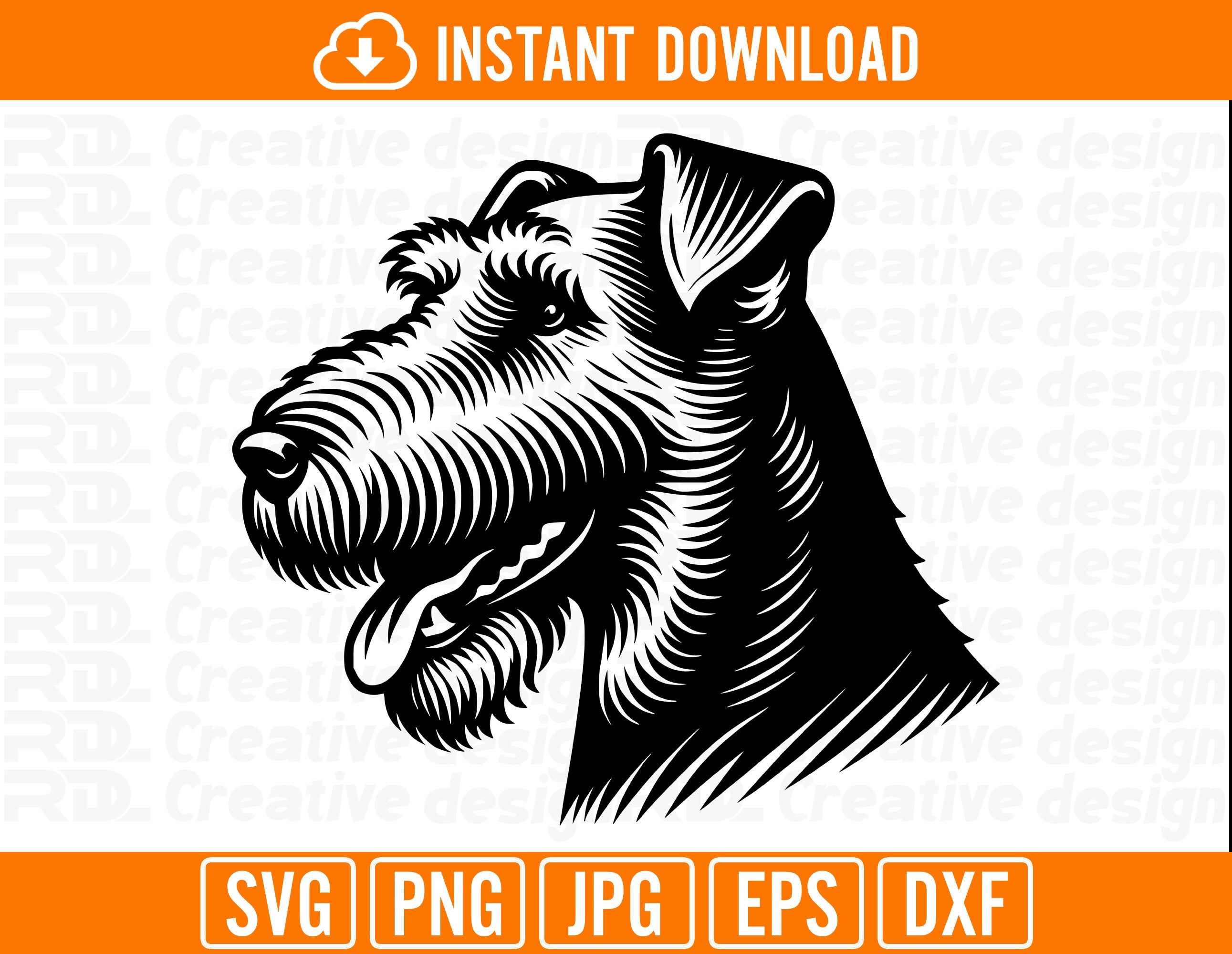 Airedale Terrier Head Svg, Eps, Png, Jpg, Dxf, Files for Cricut ...