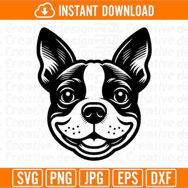 Boston Terrier Svg - Etsy