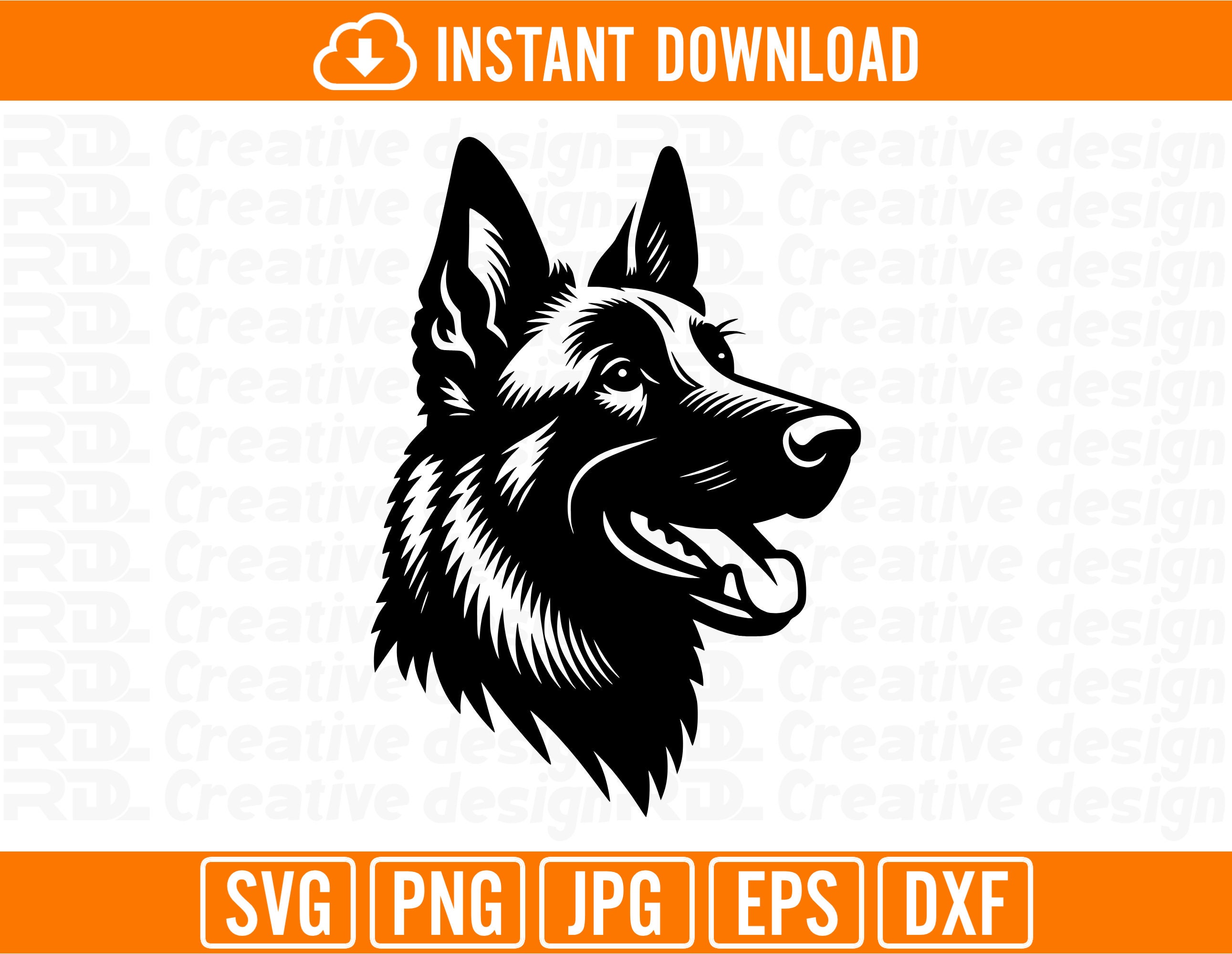 Belgian Malinois Head Svg, Eps, Png, Jpg, Dxf, Silhouette, Files for ...