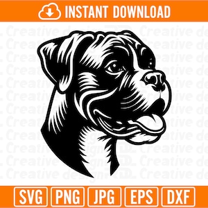Boxer Head Svg, Eps, Png, Jpg, Dxf, Silhouette, Files for Cricut ...