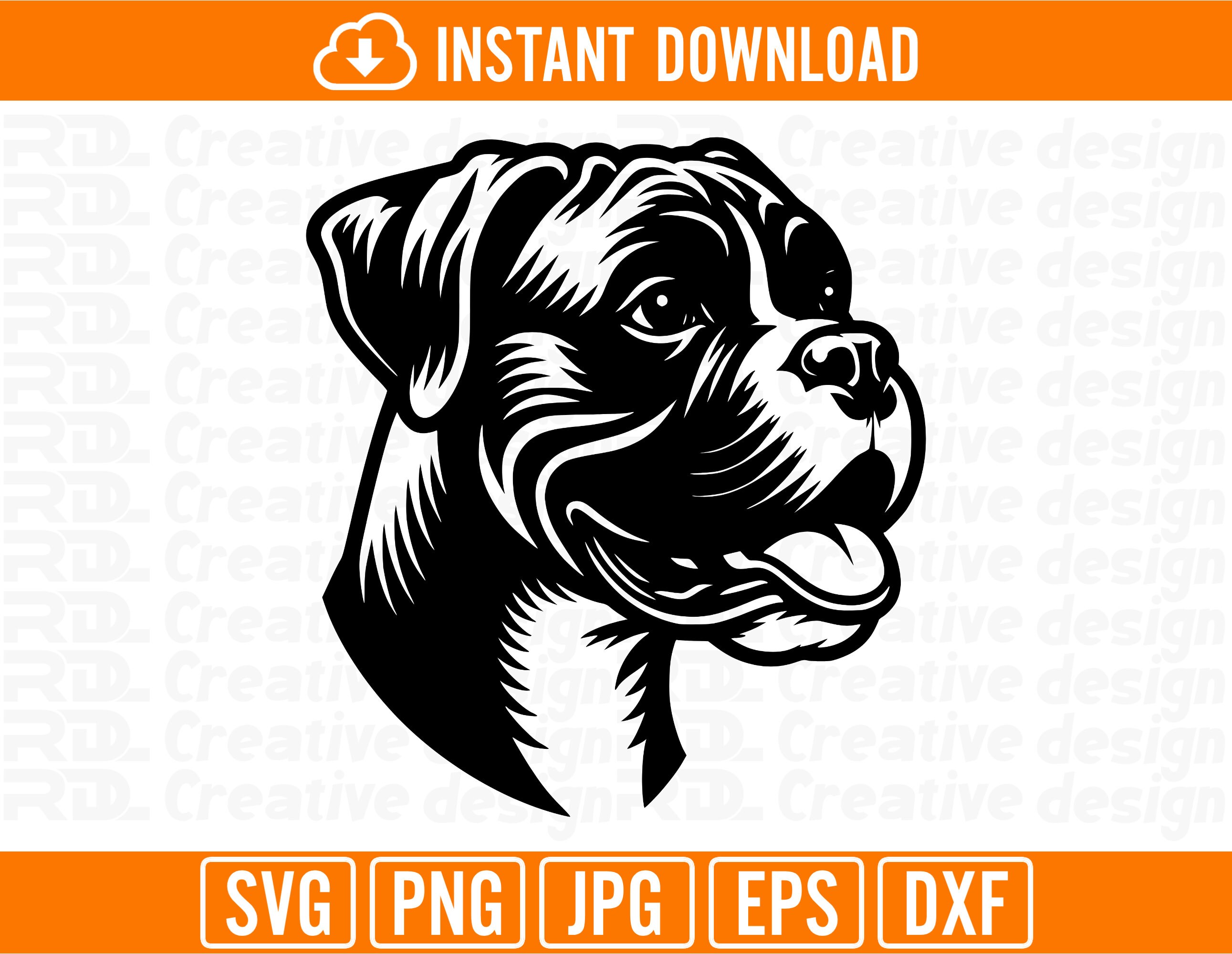 Boxer Head Svg, Eps, Png, Jpg, Dxf, Silhouette, Files for Cricut ...