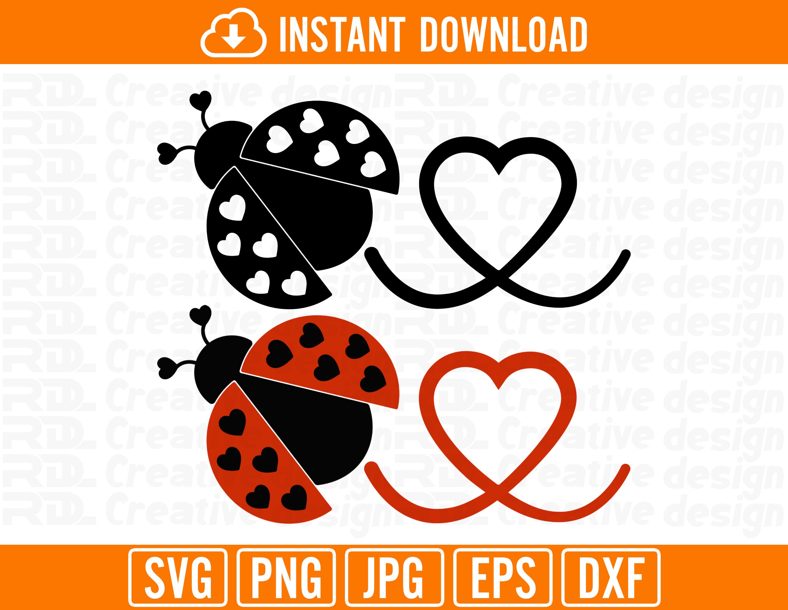 Ladybug Path SVG, Ladybug With Heart, Ladybug Silhouette, Insect ...