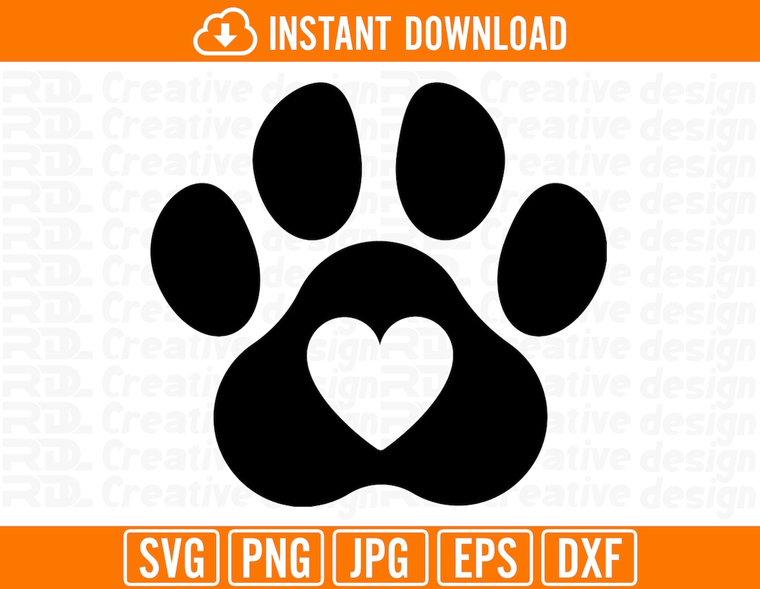 Heart on Paw Print Svg, Dog Paw Print Heart, Dog Paw Print Silhouette ...
