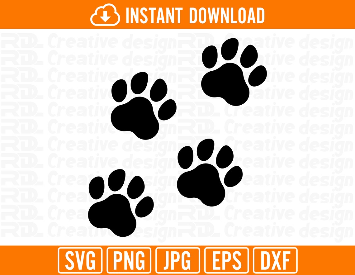 Dog Paw Print Track Svg, Dog Paw Print Trail, Dog Paw Print Silhouette ...