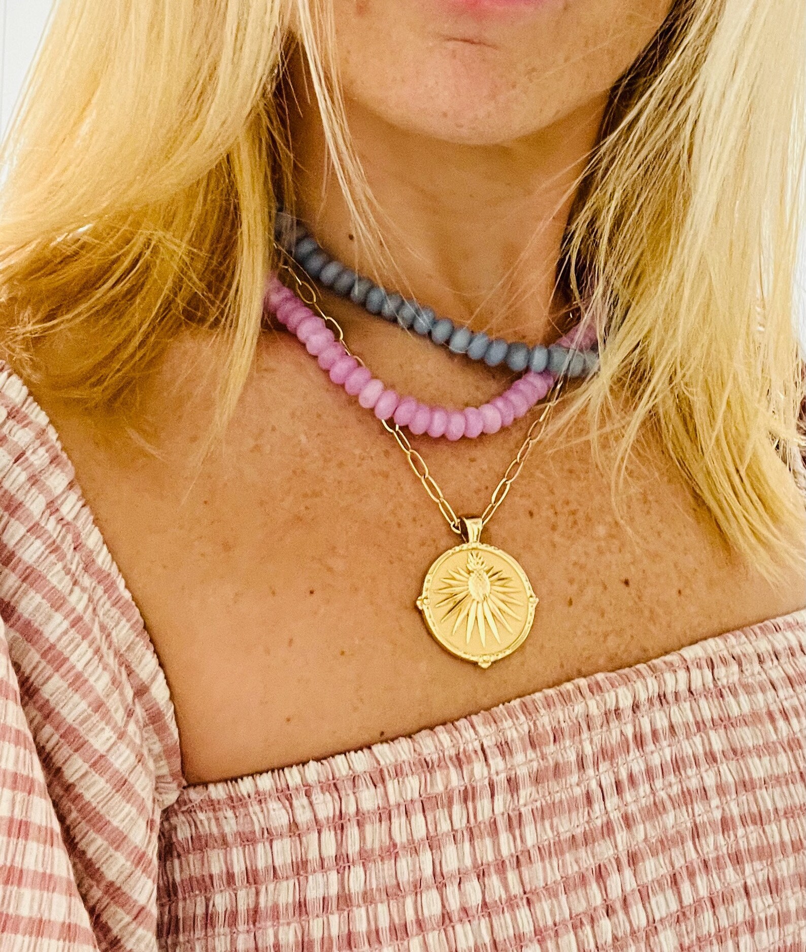 Beaded Natural Gemstone Necklace - Etsy