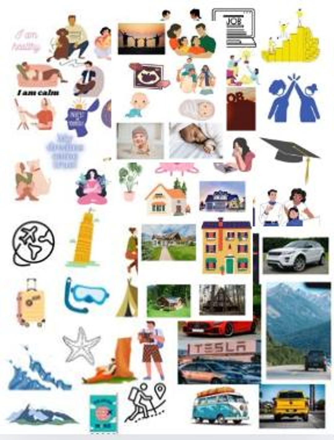 Vision Board PDF Clip Art for Everyone Adult and Teen Manifesting ...