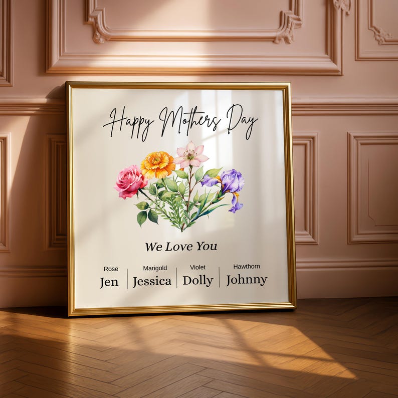 ENTIRE Floral Template Birthflower Bouquet Printable CANVA Commercial ...