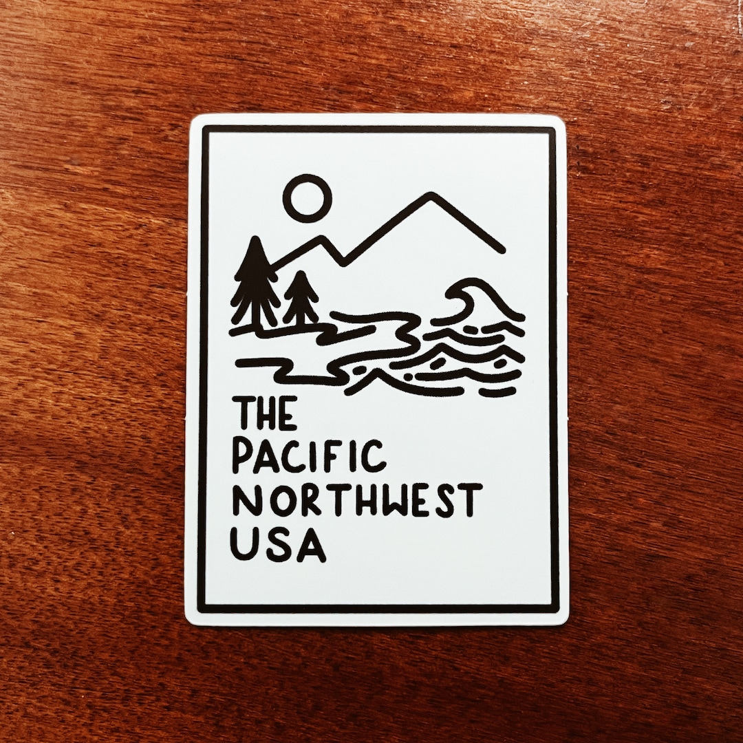PNW Pacific Northwest Sticker | Mountains, Waves, Trees | Waterproof ...