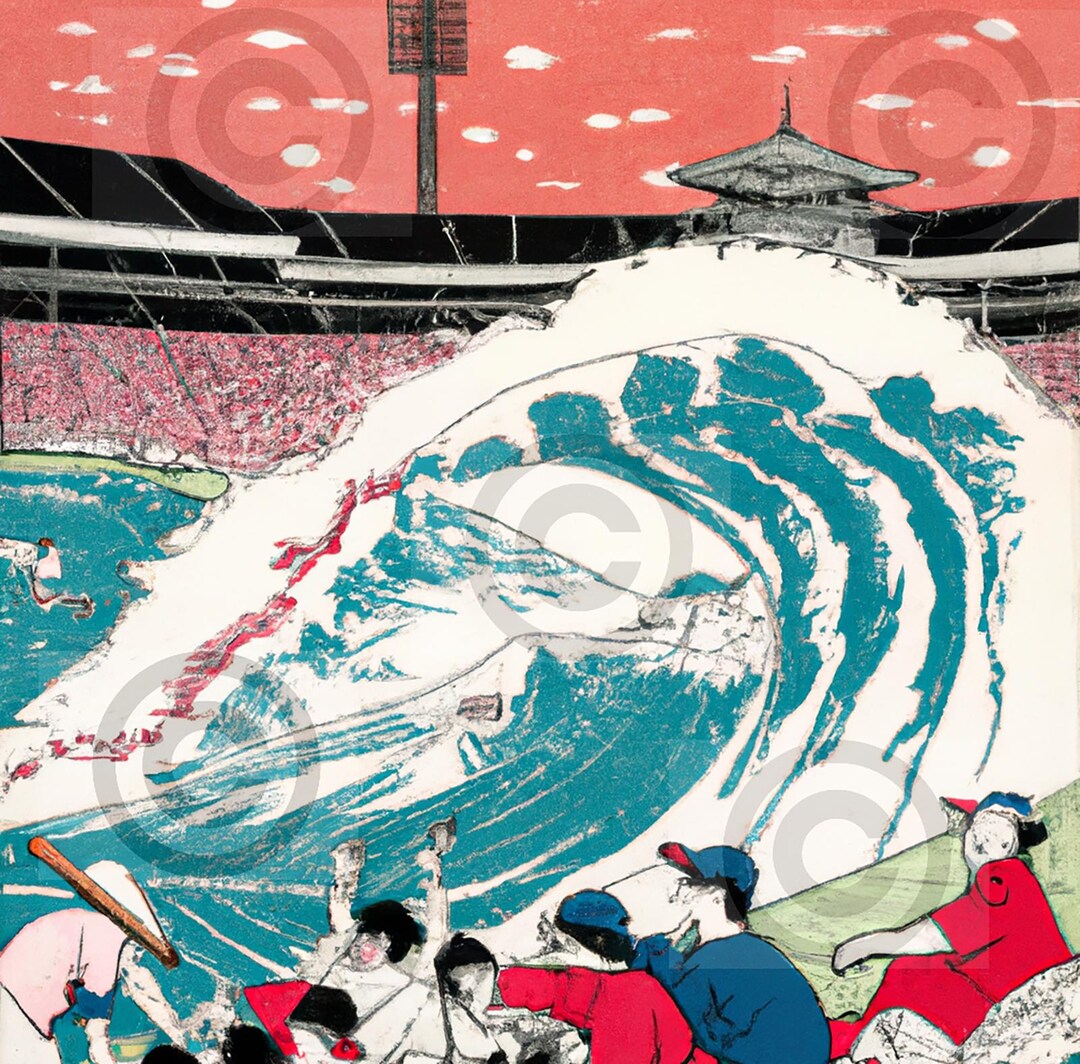 Hiroshige's Great Wave at Fenway Park - Etsy