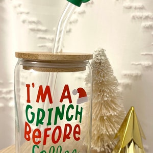 I'm a Grinch Before Coffee Libby Glass Can, Christmas Libby Cup - Etsy