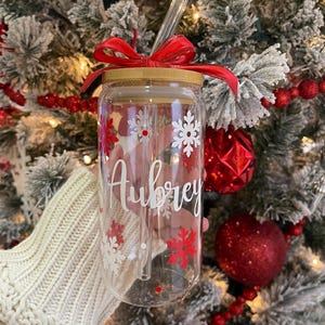 Personalized Snowflakes Libby Glass Cup, Christmas Cups, Christmas ...