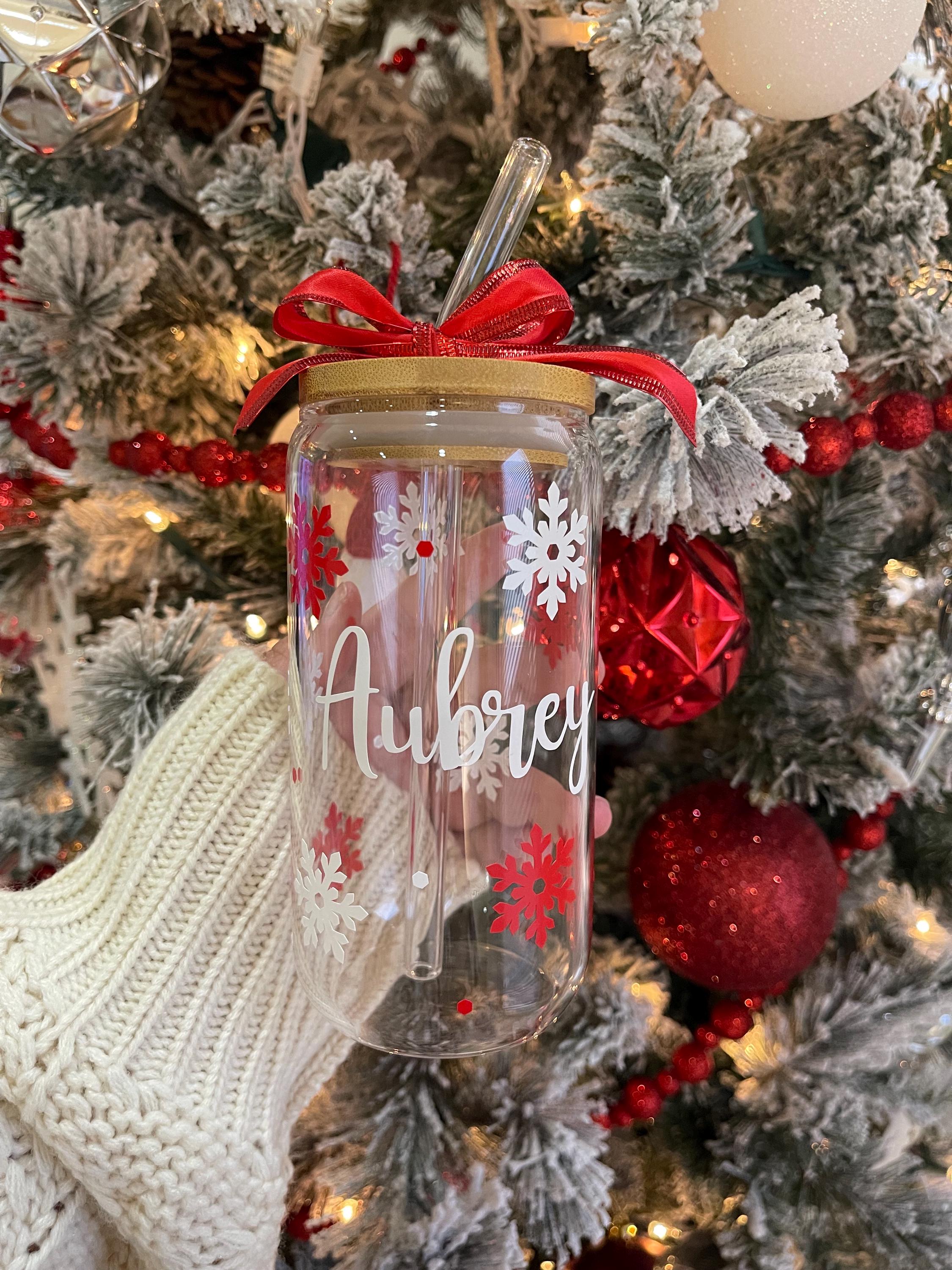 Personalized Snowflakes Libby Glass Cup, Christmas Cups, Christmas ...