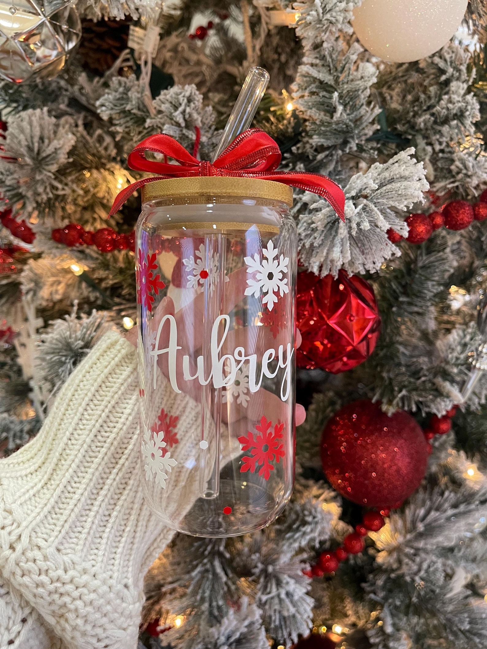 Personalized Snowflakes Libby Glass Cup, Christmas Cups, Christmas ...