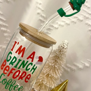I'm a Grinch Before Coffee Libby Glass Can, Christmas Libby Cup - Etsy