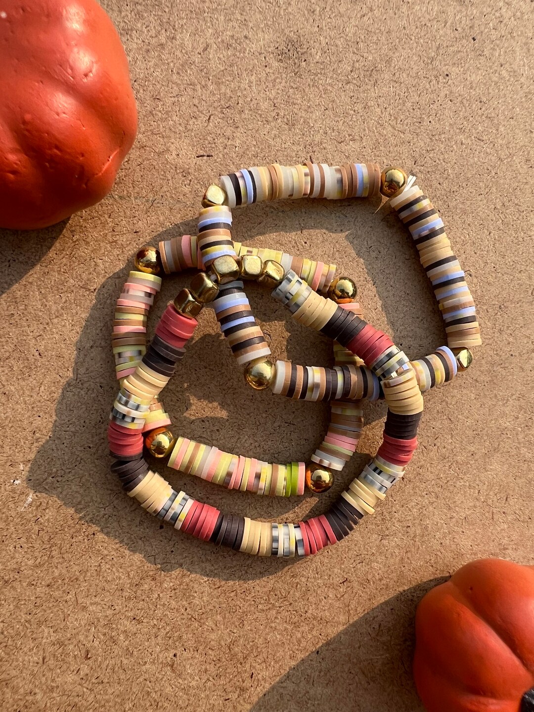 Fall Neutral Heishi Clay Bead Bracelets W/ Fall Colors for Women/girls ...