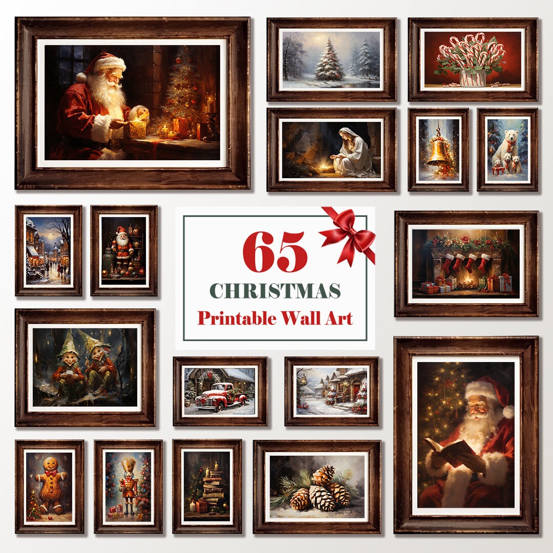 Vintage Christmas Prints, Set of 65 Christmas Gallery Holiday Prints ...