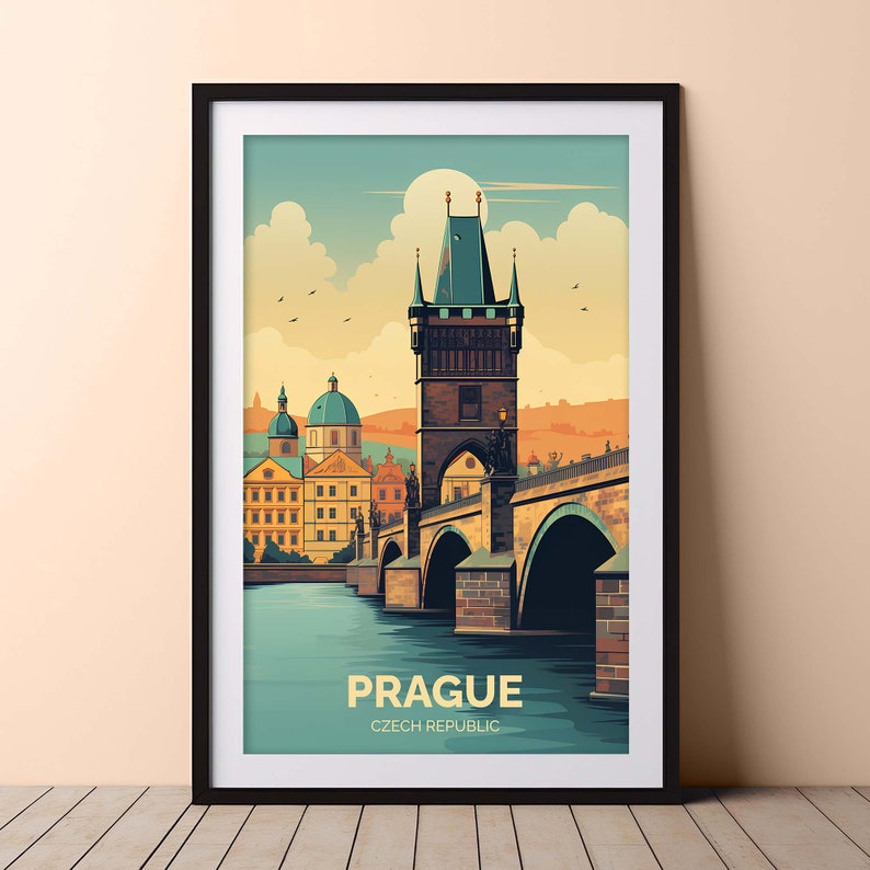 Prague Travel Poster Prague Travel Print Prague Poster Wall Art Czech ...