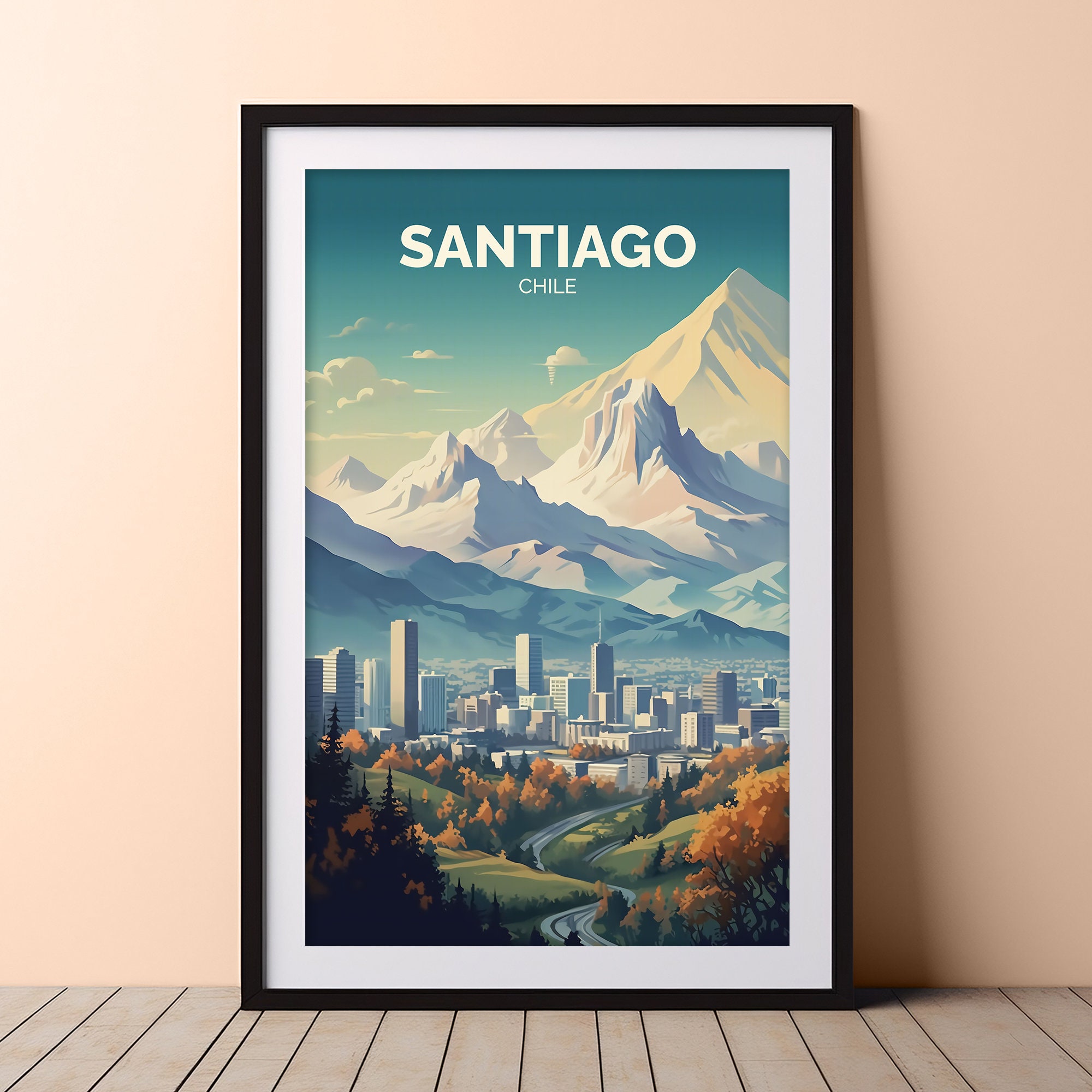 Santiago Chile Poster Santiago Wall Art Print Chile Travel Poster ...
