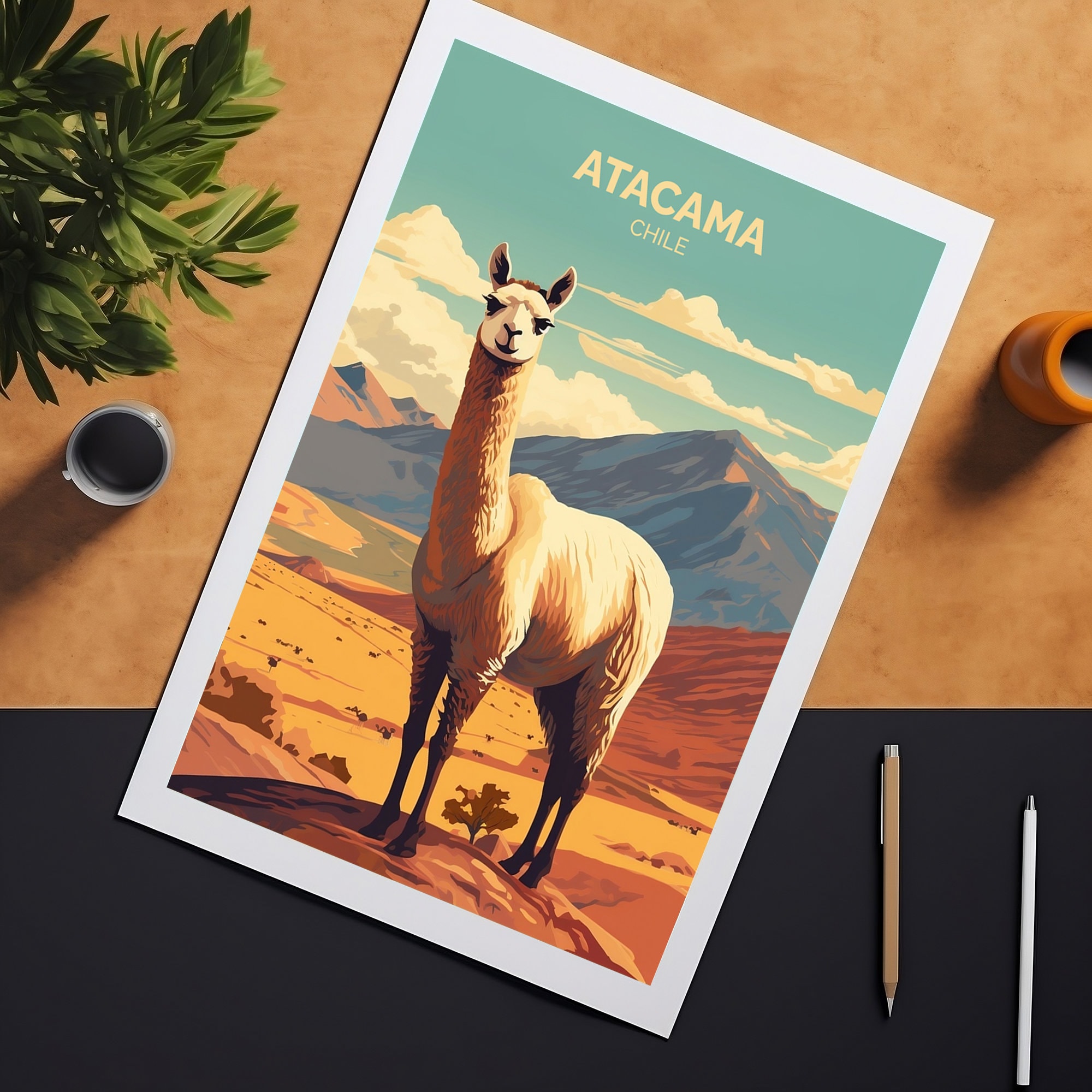 Chile Travel Poster Atacama Desert Wall Art Print Chile Souvenir Home ...