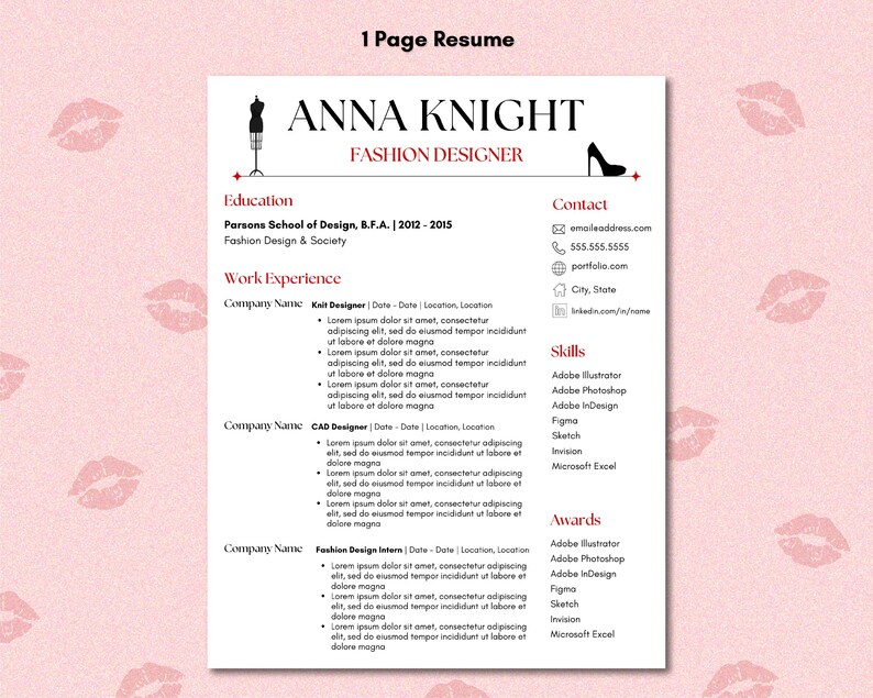Modern Resume Template | Fashion Career Resume | ATS Friendly Resume ...